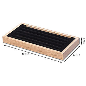 Coward Bamboo Ring Display Holder Jewelry Storage Tray Organizer Ring Stand For Show(Black)
