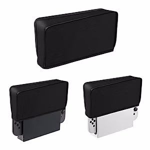 Mcbazel Switch/Switch OLED Dust Cover, Anti Scratch Protective Case Waterproof Cover Sleeve for Switch/Switch OLED Charging Dock - Black