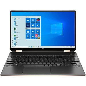 HP Spectre X360 15.6-inch 4K UHD Touchscreen 512GB SSD + 32GB Optane 11th Gen i7 (16GB RAM, Quad-Core i7-1165G7 up to 4.7GHz, Windows 10 Home, 3840 x 2160) Nightfall Black, 15-eb1043dx (Renewed)