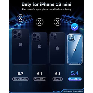 Humixx [5-in-1 Shockproof Designed for iPhone 13 Mini Case with 2 Pack Tempered Screen Protector+2 Pack Camera Lens Protector, Crystal Clear & Non-Yellowing Slim Case for iPhone 13 Mini 5.4