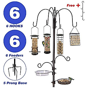 ERYTLLY Bird Feeding Station Kit Bird Feeder Pole Wild Bird Feeder Hanging Kit Planter Hanger Multi Feeder Hanging with Metal Suet Feeder Bird Bath for Attracting Wild Birds
