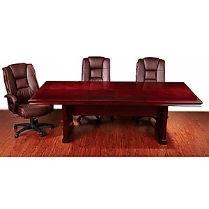 Thaweesuk Shop New 8 FT Cherry Finish Executive Rectangle Shaped Real Wood Conference Table Legs Traditional Racetrack Boardroom Meeting Room Office Table Desk Furniture 96" L x 48" W x 30" H of Set