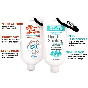 Sunscreen Flask - Set of 2 XL Flasks for Liquor Disguise Each Hidden Flask Conceals 12oz to Smuggle Your Booze Anywhere with a Funny Flask from Classy Wino - Always Drink Responsibly