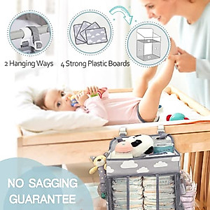 mloong Diaper Caddy, Hanging Diaper Organizer for Changing Table Crib, Baby Storage Organizer Diaper Stacker Gift for Newborn Baby Mom Essentials Nursery Diaper Organizer