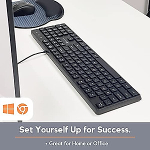 X9 USB Keyboard and Mouse Combo - Mouse Pad Included - Ergonomic Full-Sized Wired Keyboard and Mouse Combo - 104 Keys Computer Keyboard and Mouse with Wire for Desktop, Laptop, Windows PC - Black