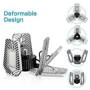 LZHOME 2-Pack LED Garage Lights, Deformable LED Garage Ceiling Lights 9000 Lumens, 82W CRI 80 Led Shop Lights for Garage, Adjustable Garage Lights, Led Garage Lighting (No Motion Activated)