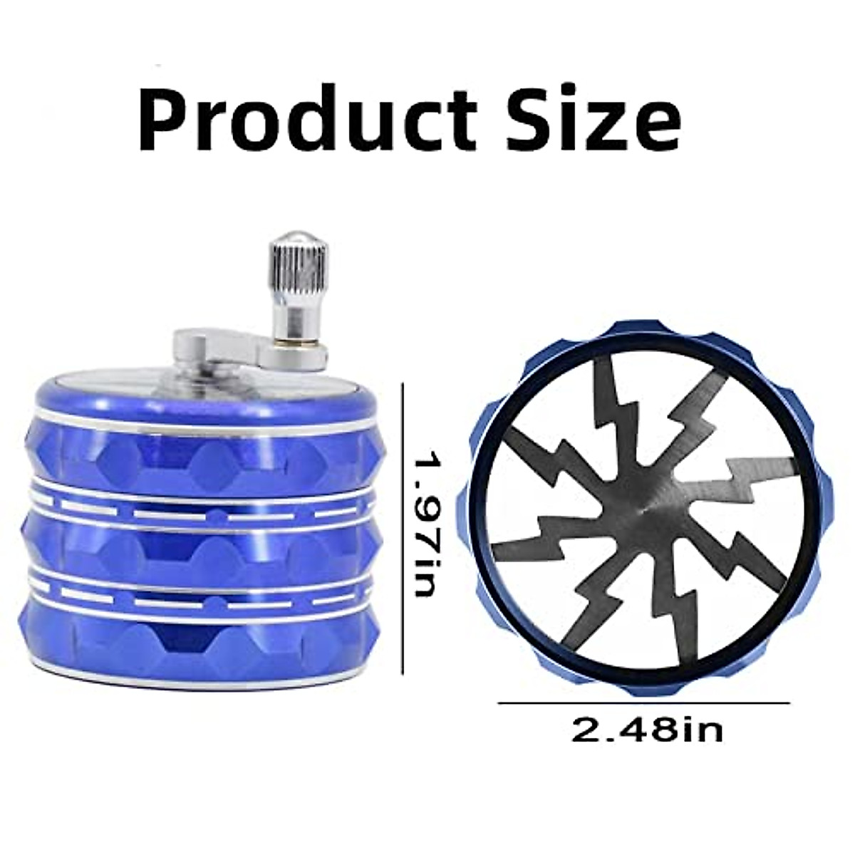 2.5 Inch Hand Crank Grinder, Potable Large Grinder With Clear Top Cover, Best Gift (Blue)