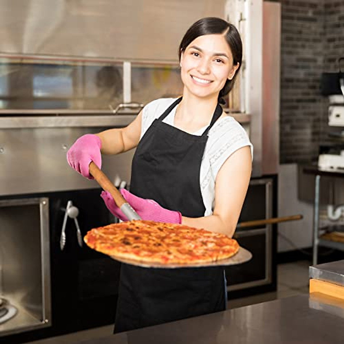 BESSTEVEN BBQ Grill Oven Gloves Mitt for Men Women 932℉/500℃ Heat Resistant Flexible Silicone Anti-Slip Pot Holder Gloves for Barbecue Kitchen Cooking Baking Camping Fire Pit Medium