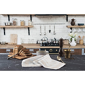 Rumi & Shams Kitchen Dish Towels for Drying Dishes – 100% Cotton Premium Tea Towels – Multi-Purpose Kitchen Towels – Highly Absorbent and Lint Free – Set of 2 Pieces of 18 x 26 inches (Sand)