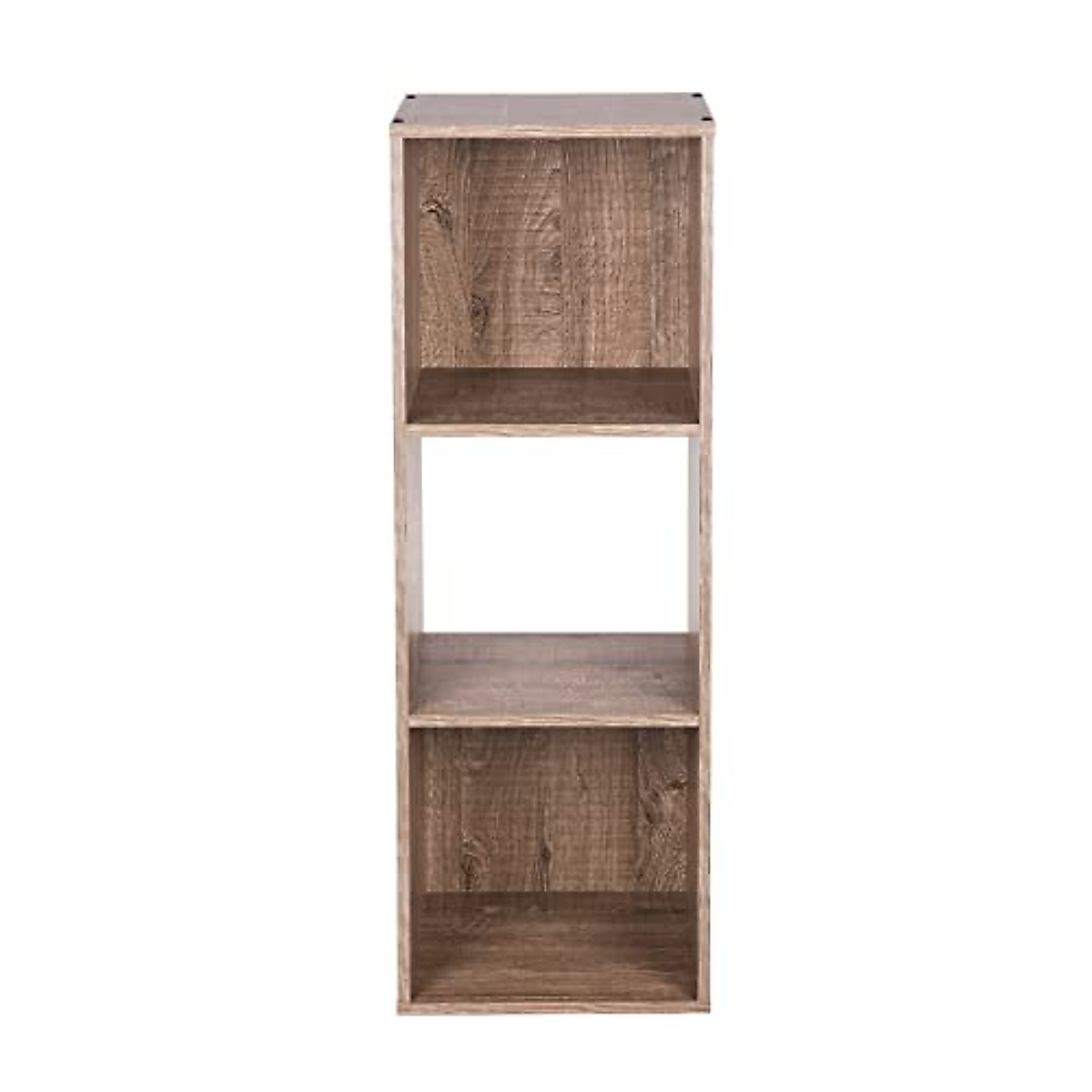 PACHIRA E-Commerce US 3-Tier Open Storage Shelf, Modern Cubby Organizer or Bookcase Cabinet for Living Room Bedroom Office Dorm Room Kids Room, Rustic Brown Oak