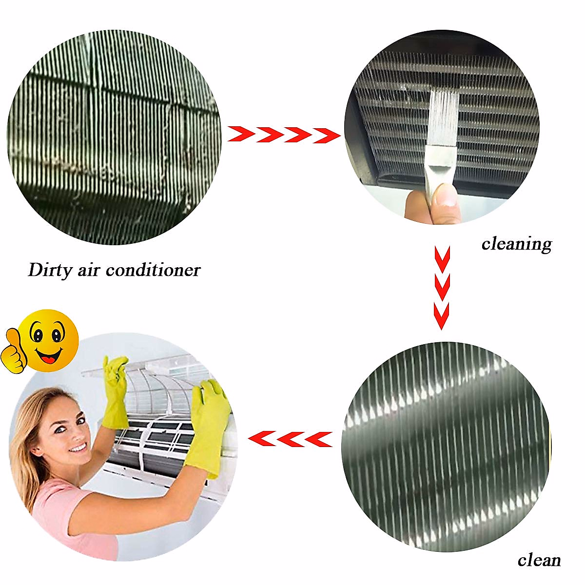 DFYOUHOME® Air Conditioner Fin Comb Condenser Stainless Steel and Radiator Fin Straightener Cleaner Repair Tool Metal Air Conditioning Brush and Multifunction Plastic Brush Accessory