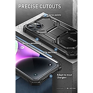i-Blason Armorbox Series Designed for iPhone 14 Case 6.1" (2022)/iPhone 13 Case 6.1" (2021), Full-Body Rugged Holster Bumper Case with Built-in Screen Protector & Kickstand (Black)