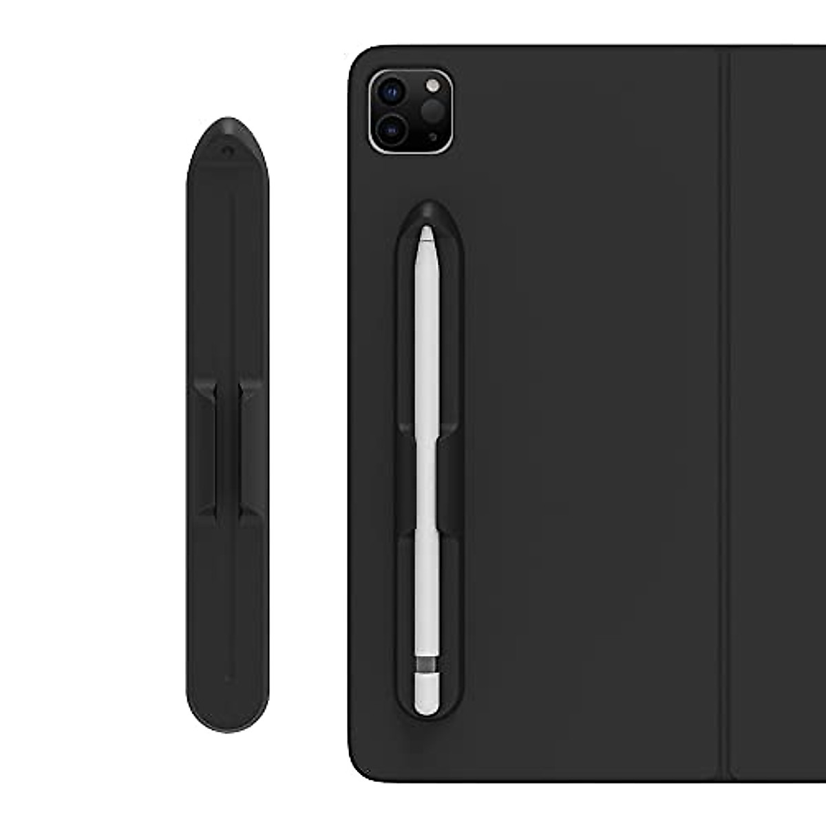 LOVE MEI iPencil Holder Sticker for Apple Pencil 1st/2nd Generation, Strong Adhesive Silicone Holder Sticker [Magnetic Attach Design] Accessories for iPad Stylus Pens (Black)