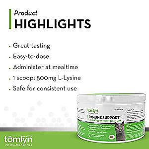 Tomlyn Immune Support Daily L-Lysine Supplement, Fish-Flavored Lysine Powder for Cats and Kittens, 3.5oz