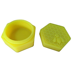 HONEYYE 26ml Silicone Container Hexagon Honeybee Shape Storage Multi Use Jars (1, yellow)