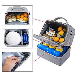 MOV COMPRA Movcompra Lunch Bag Women Flower Insulated Lunch Box for Work Double Deck Lunch Bag for Women