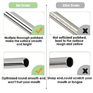 20 Pack Reusable Stainless Steel Metal Straws,10.5" & 8.5" Reusable Drinking Straws with 20 Silicone Tips 5 Straw Brushes 1 Travel Case,Eco Friendly Extra Long Metal Straw Fit for 20 24 30 oz Tumbler