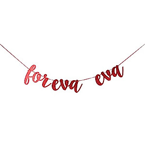 Foreva Eva Red Glitter Paper Banner, Wedding/Engagement/Valentine's Day Party Decor, Forever and Ever Banner