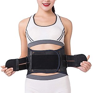 LSRRYD Men Women Premium Back Support Belt Lower Back Brace Low Back Support Belt Double Pull for Pain Relief and Injury Prevention (Color : Black, Size : M)