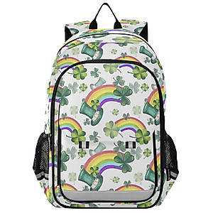 ALAZA Shamrock Rainbow St Patrick's Day Backpack Bookbag Laptop Notebook Bag Casual Travel Trip Daypack for Women Men Fits 15.6 Laptop