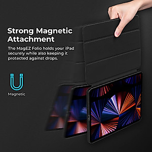 pitaka Magnetic Case & Folio for iPad Pro 12.9 6th/5th Generation 2022/2021 Slim Tri-Fold Stand with Auto Wake/Sleep Case Compatible with Magic Keyboard - Black
