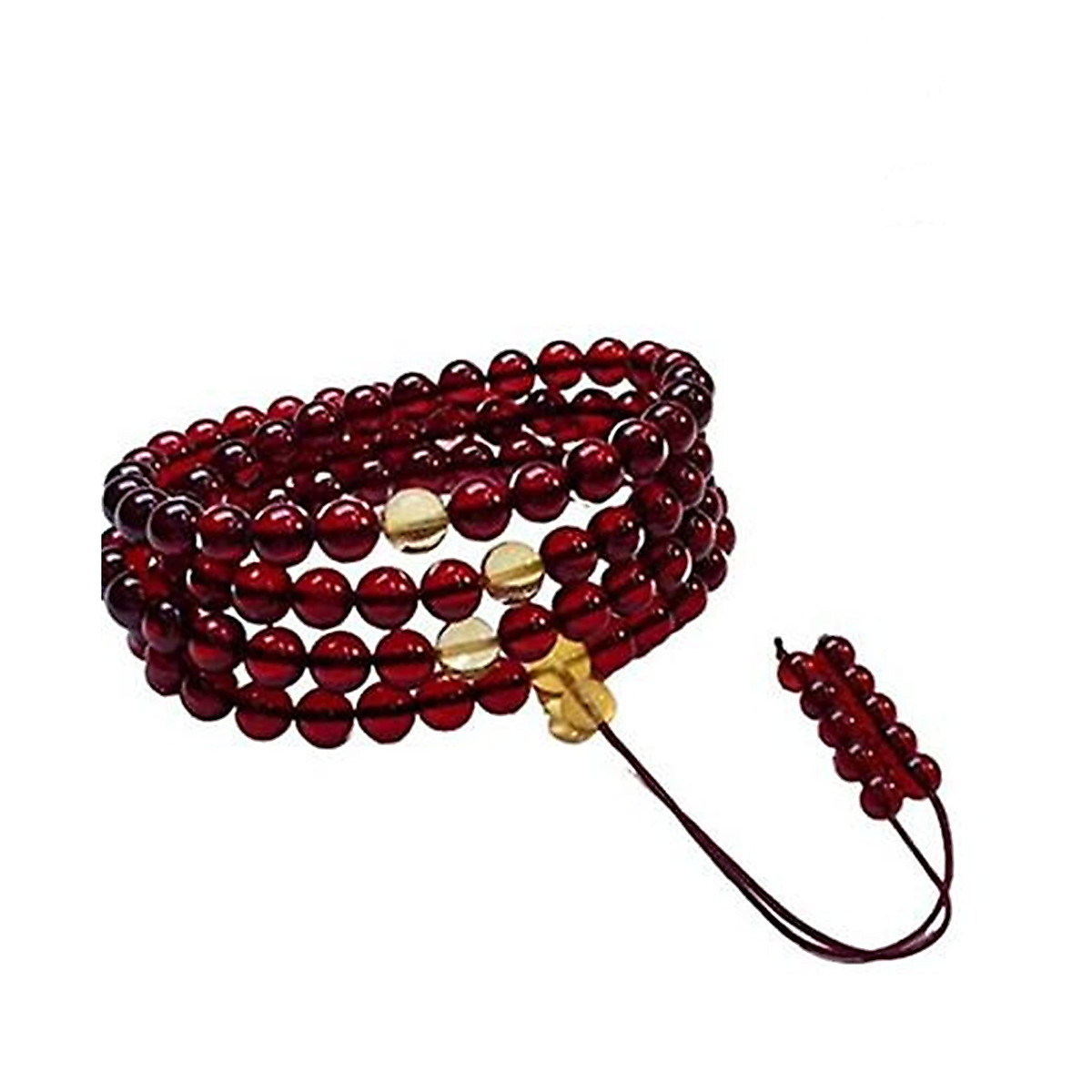 6.7mm Natural Red Blood Amber Gemstone Crystal 108 Prayer Bead Woman Lady Bracelet AAAAA