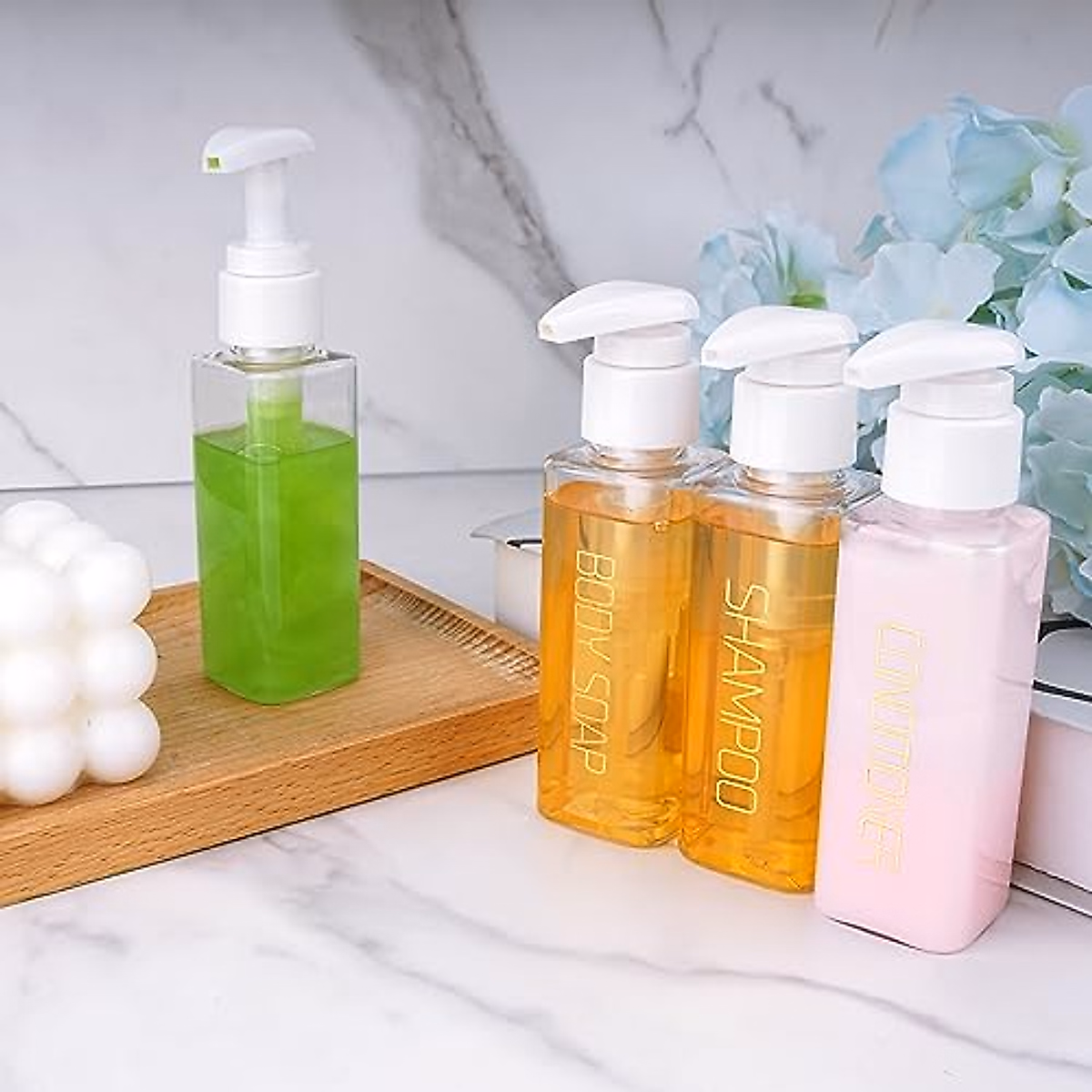 Hethyo Travel Bottles for Toiletries Tsa Approved 3.4oz/100ml 4 Pack Travel Size Containers Shampoo and Conditioner Bottles Empty Pump Bottle Dispenser Leakproof Refillable Cosmetic Containers