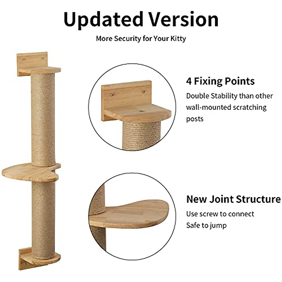 FUKUMARU Cat Activity Tree with Scratching Posts, Wall Mounted Jute Scratcher Pine Hammock (Cat Activity Tree-Updated)