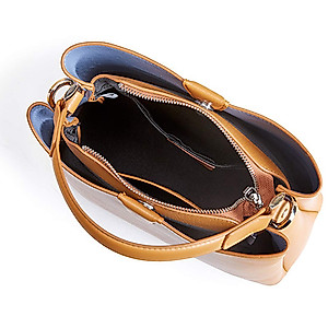 HESHE Leather Womens Handbags Tote Top Handle Bucket Bag Shoulder Bags Satchel Ladies Purses Crossbody Bag (Lilac)