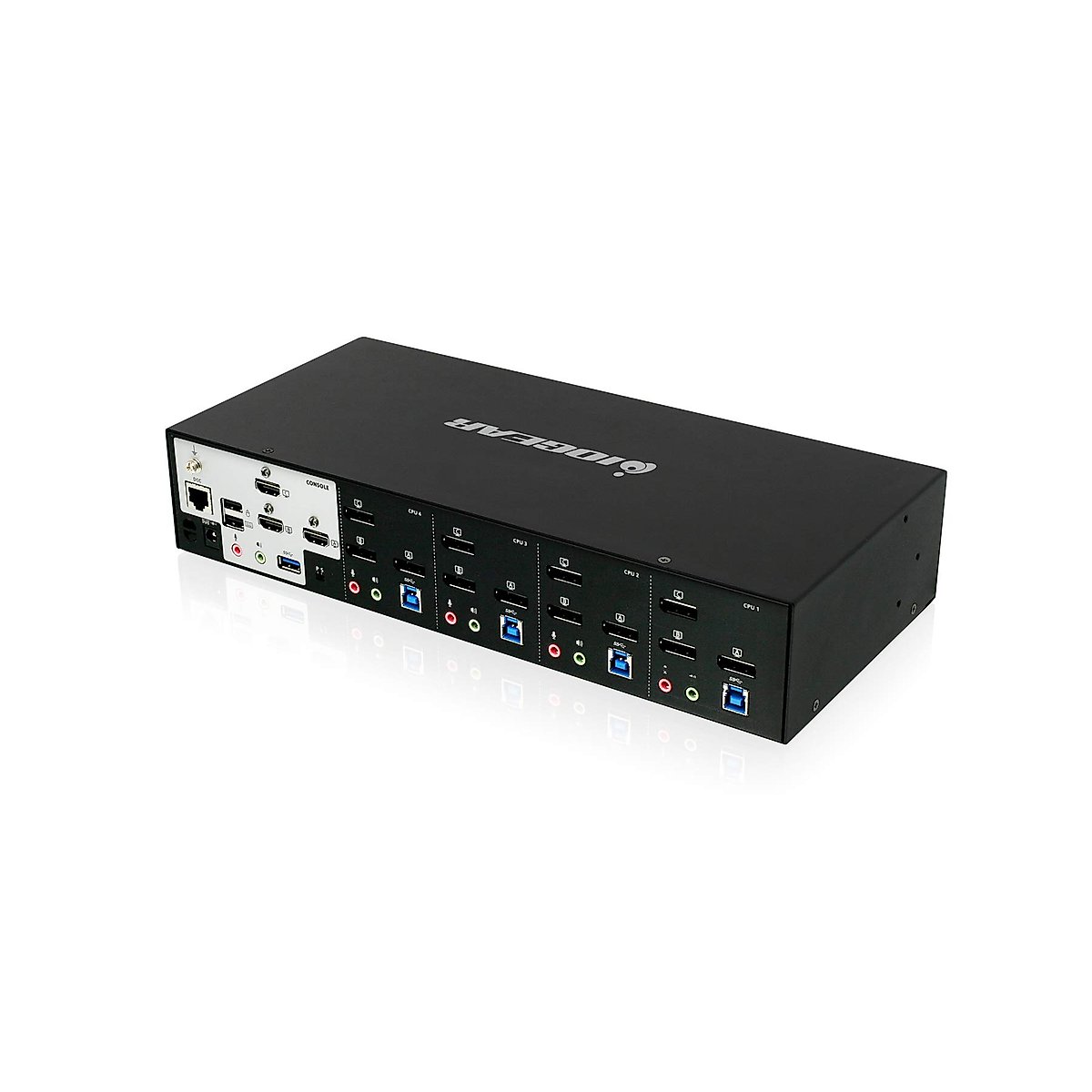 IOGEAR 4-Port 4K DisplayPort Triple View KVMP - 3 HDMI Monitors Outs - Converts DisplayPort to HDMI Out - 4096 x 2160 @60Hz - Control/Share USB 3.0 peripherals - Win 7+ Mac OS Linux - GCS1964