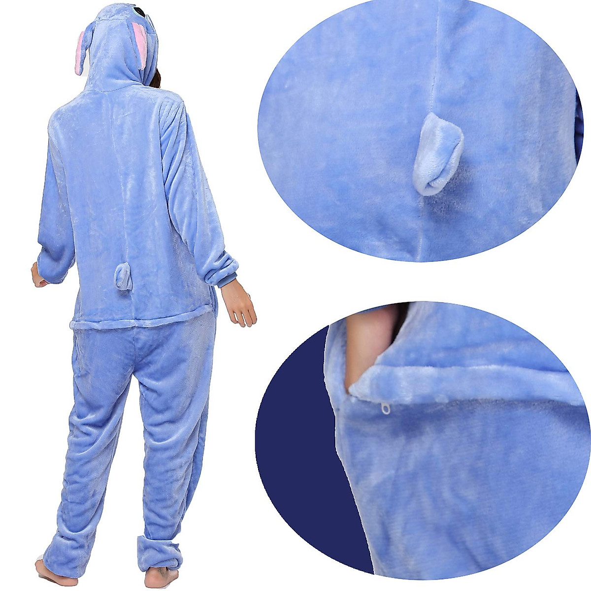 Duraplast Prferhouse Unisex Adult Pajamas Costume One Piece Flannel Halloween Cosplay Hooded Jumpsuit … (S, Blue)