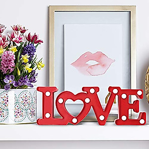 Cheerin Love Sign Decoration – Table Top Decor for Valentines Day – Wedding Decorations – Marquee Light Up Signs – Anniversary Engagement Proposal Party Favor (Red)