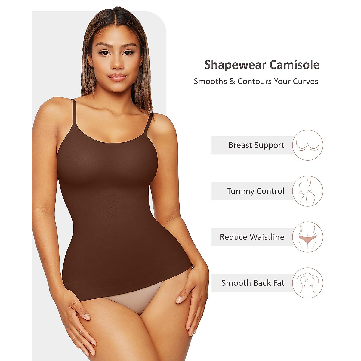 FeelinGirl Women's Compression Tank Top Seamless Body Shaper Camisole Shapewear Tank Tops for Women Brown L