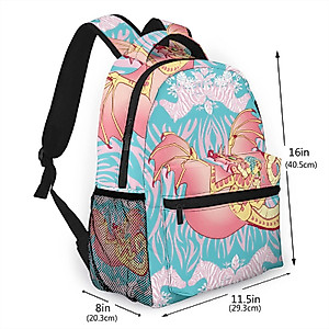 Casual Backpack Fire Dragons Wings Large Capacity Schoolbag Shoulders Bag Daypack For Adults And Children