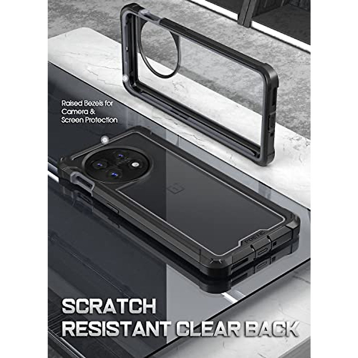 Poetic Guardian Case for OnePlus 11 5G 6.7" (2023) [20 FT Mil-Grade Drop Tested], Full-Body Hybrid Shockproof Bumper Cover with Built-in Screen Protector, Black/Clear