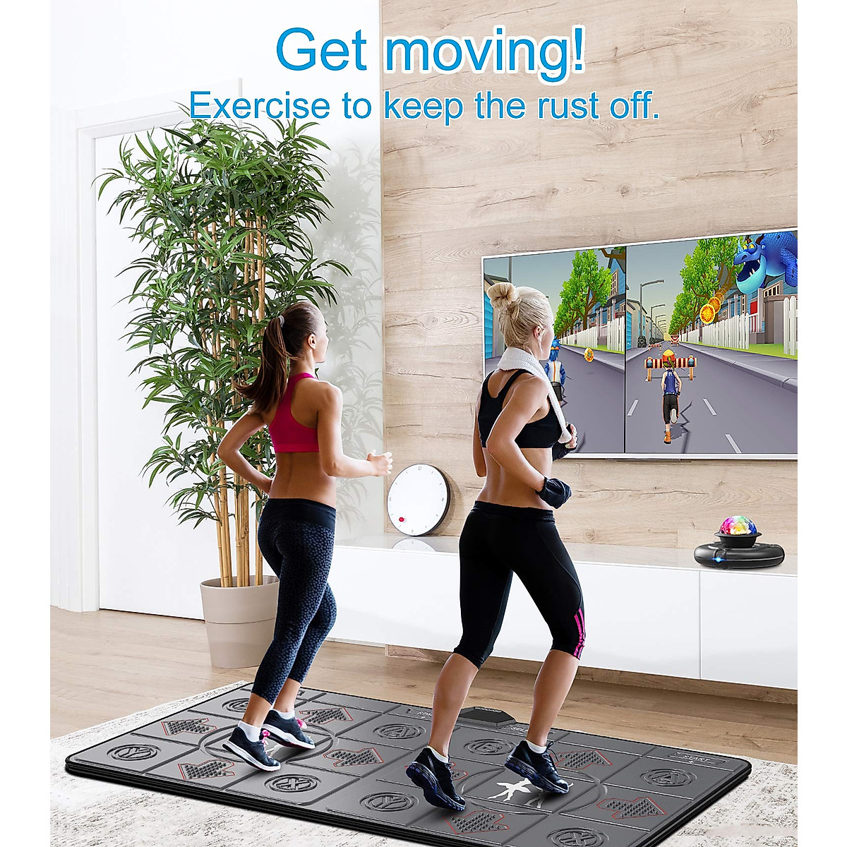 FWFX Electronic Dance Mats - Exercise Fitness Dance Pad Game for TV, Dance Mat Double Game for Kids Adults, Wireless Musical Dancing Mat with HD Camera, Birthday Gift for Girls Boys (Blue)