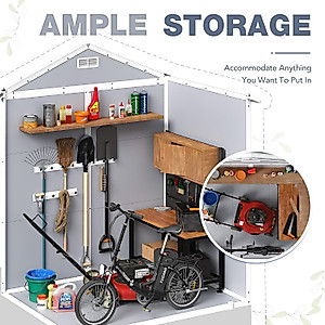 Devoko Outdoor Storage Shed, 6x4 FT Plastic Resin Shed with Floor, Garden Tool Sheds with Lockable Door for Patio Backyard Lawn Pool