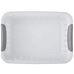Sterilite 16228012 Small Ultra Basket, White With Titanium Inserts. Pack of 2