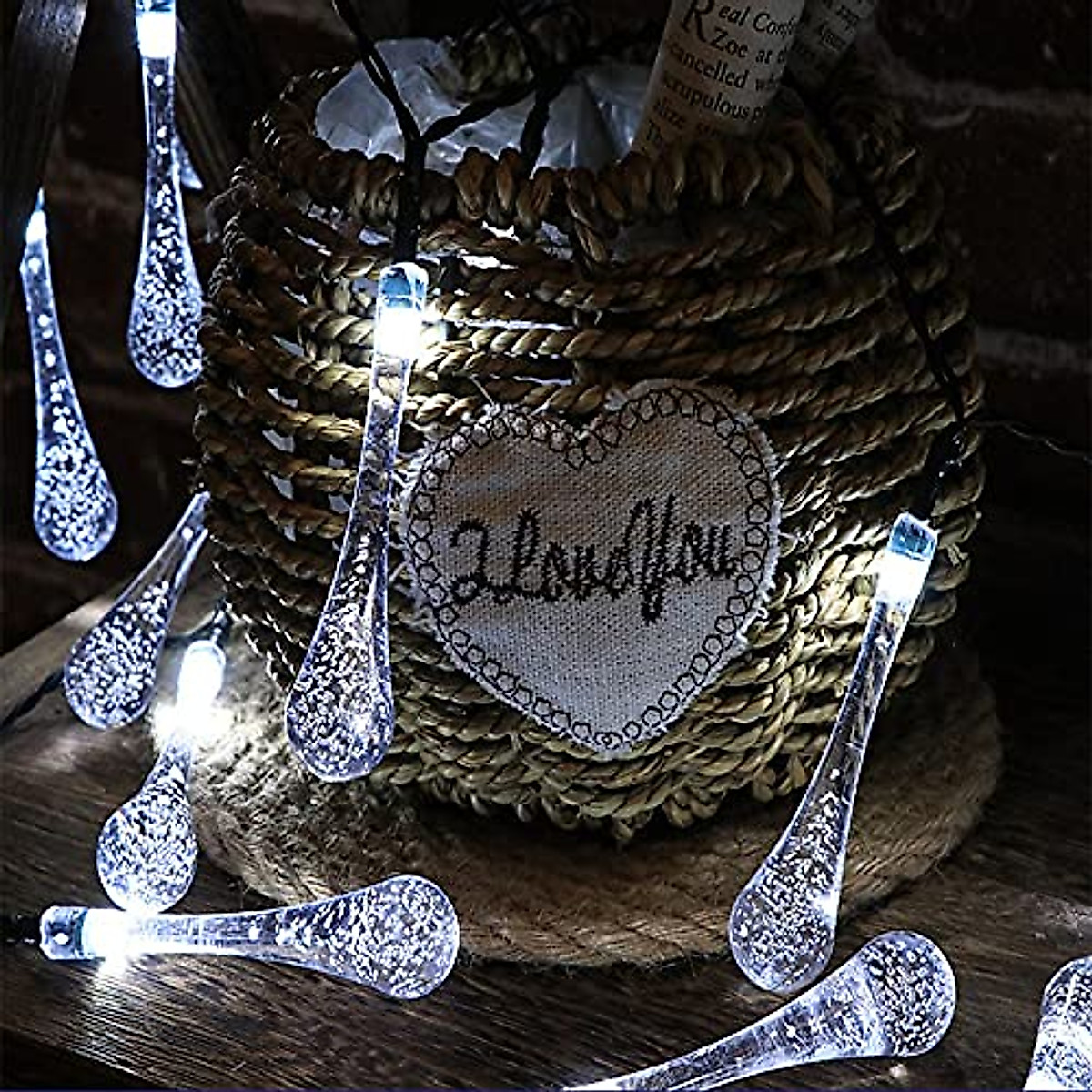 HUADA Solar String Lights Outdoor, LED Raindrop Solar Powered Fairy Lights Waterproof Multicolour Festival Decorative Lighting for Garden Patio Home Fences