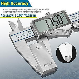 Digital Calipers, DITRON 6" Vernier Caliper- Electronic Micrometer with Large LCD Screen, Stainless Steel, Auto-Off Feature, Inch/Fraction/Millimeter