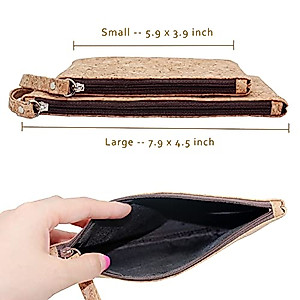 boshiho Natural Cork Clutch Wristlet Wallet Cell Phone Card Holder Coin Purse Bag (2 Size)
