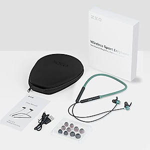 ZXQ-Q1s Neckband Bluetooth Earbuds,Wireless Neckband Headphone with Magnetic,Neck Bluetooth Earphone with Microphone,12 Hours Playtime,with USB-C Charging Port,Comfortable for Sport (Green)
