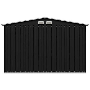 Festnight Garden Storage Shed with 4 Vents Metal Steel Double Sliding Doors Outdoor Tood Shed Patio Lawn Care Equipment Pool Supplies Organizer Anthracite 101.2 x 80.7 x 70.1 Inches (W x D x H)