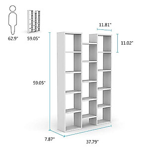 Tribesigns Modern Bookcase, 5-Shelf Storage Organizer Bookshelf with 14-Cube Display Book Shelf for Home Office, Living Room and Bedroom (White)