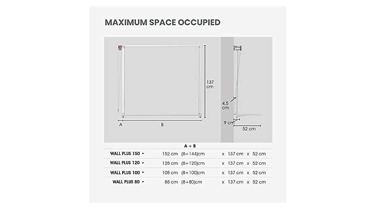 Foxydry Wall Plus Drying Rack Wall Mounted & Foldable 150cm