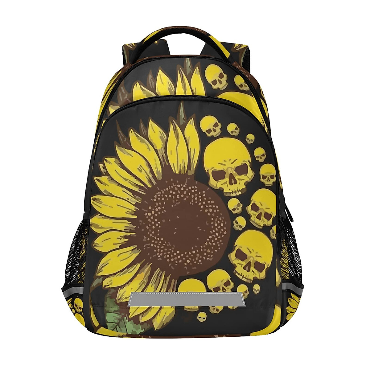 Skull & Sunflowers Backpacks Lightweight Laptop Backpack School Book Bag Travel Hiking Daypack for Women Men Teens Kids