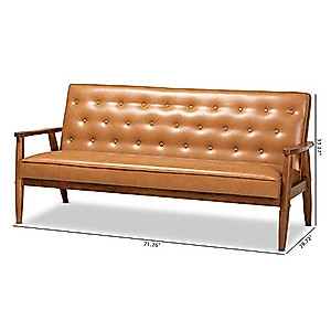 Baxton Studio Sorrento Sofas, Tan/Walnut Brown