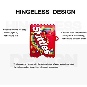 BNBKIKO Compatible Air pod 1&2 case, Silicone 3D Cute and Interesting Skittles Candy Biscuit Air pod Case, Kawaii Stylish and Cool Design Skin, Suitable for Teen Girl and Boy Girl (Skittles red)