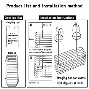 YQh hanging shower rack, bathroom rack storage rack, shampoo bracket, the back hook can be rotated, and can be hung on the faucet or cross bar, 304 stainless steel rust proof (Single layer shelf)