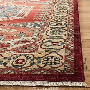 SAFAVIEH Kashan Collection Area Rug - 8' x 10', Red & Ivory, Traditional Oriental Design, Non-Shedding & Easy Care, Ideal for High Traffic Areas in Living Room, Bedroom (KSN308Q)